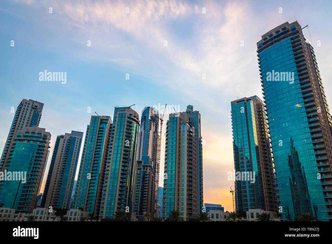 District downtown. View of the beautiful modern high-rise buildings ...