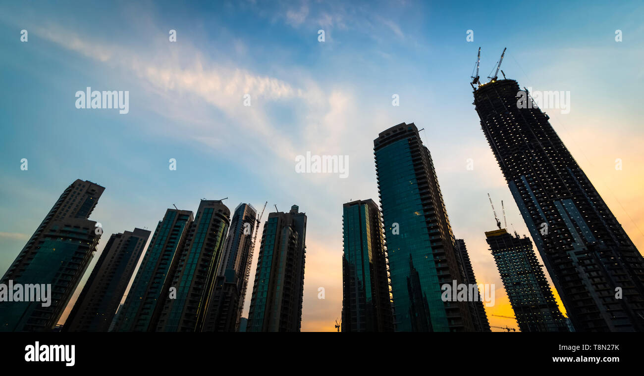 District downtown. View of the beautiful modern high-rise buildings ...