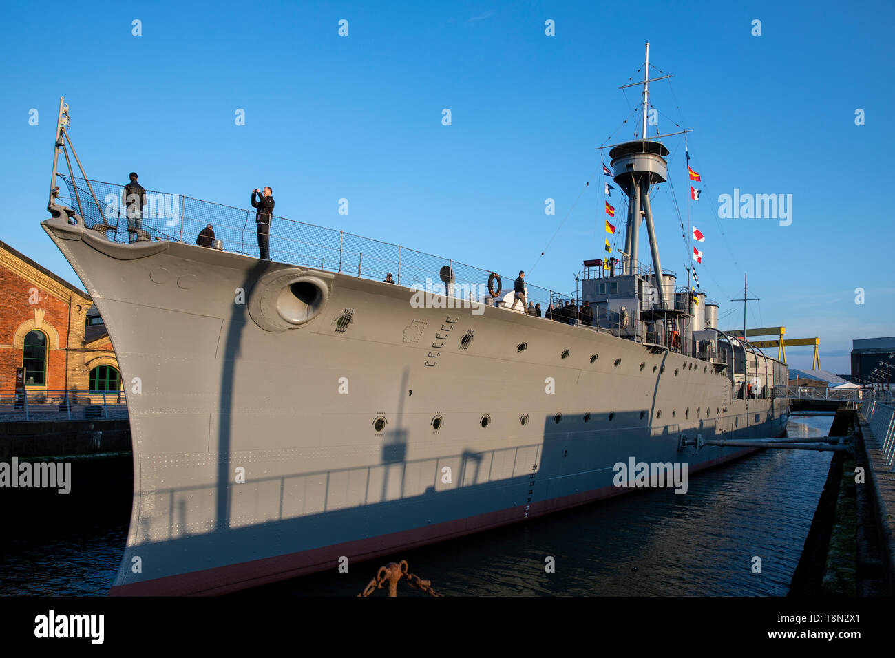 The WW1 ship HMS Caroline, Alexandra Dock, Belfast, Titanic Quarter ...