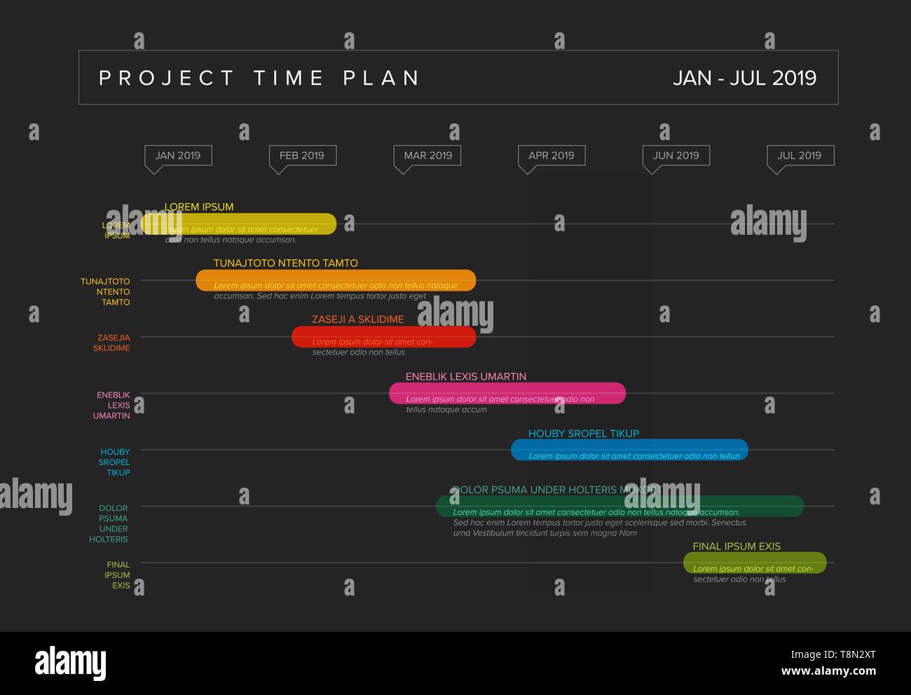 Vector project timeline graph - gantt progress chart with highlighet ...