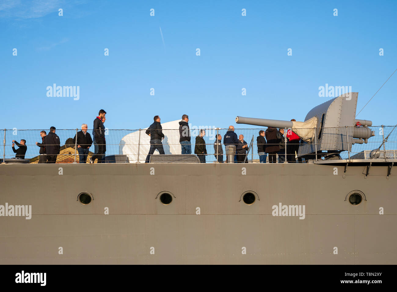 The WW1 ship HMS Caroline, Alexandra Dock, Belfast, Titanic Quarter ...