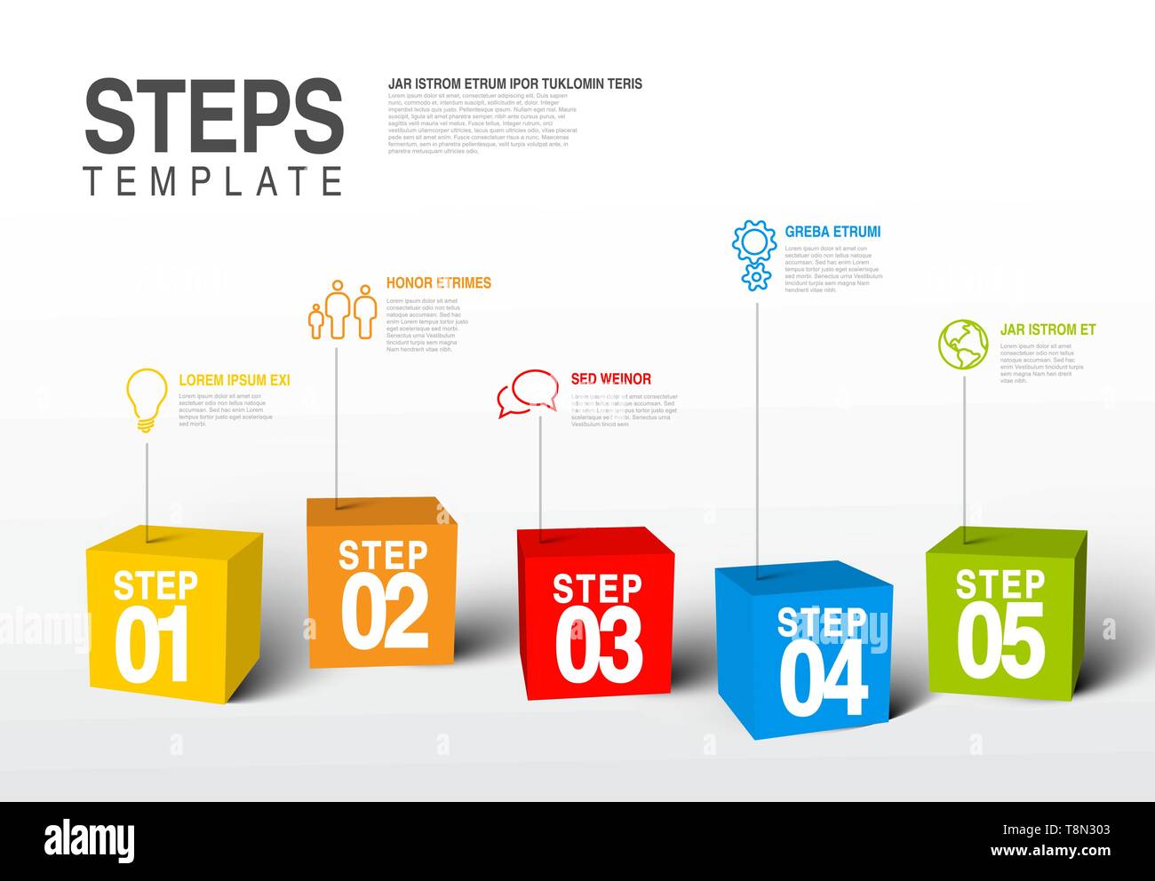 Vector five steps progress infographic template made from colorful ...