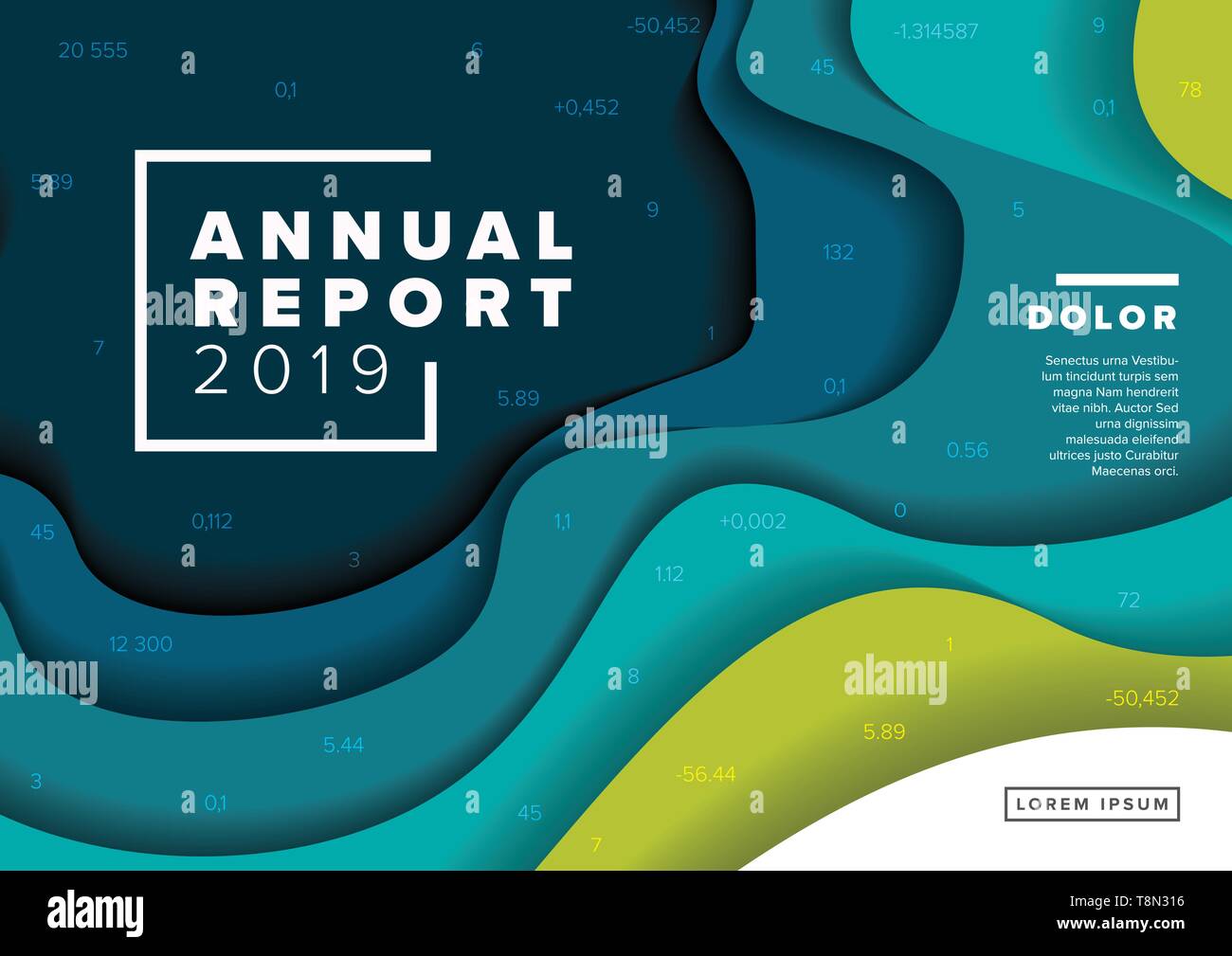 Vector abstract annual report cover template with sample text and ...