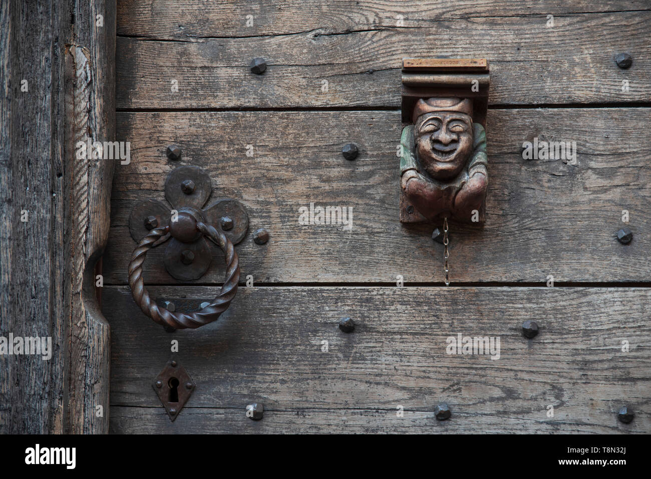 Detail of an old 16th century gate in the town of Bourbon Lancy in ...