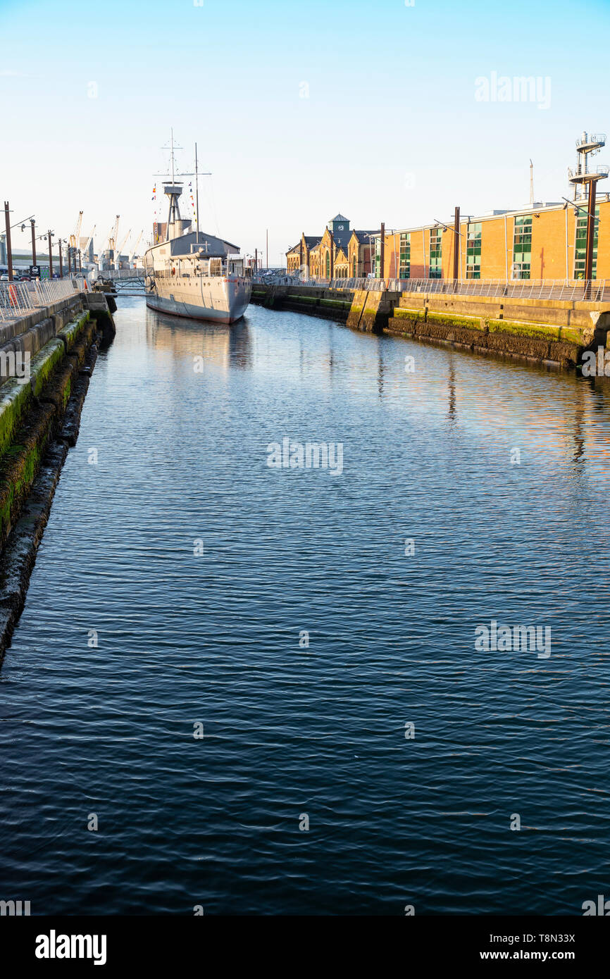 The WW1 ship HMS Caroline, Alexandra Dock, Belfast, Titanic Quarter ...