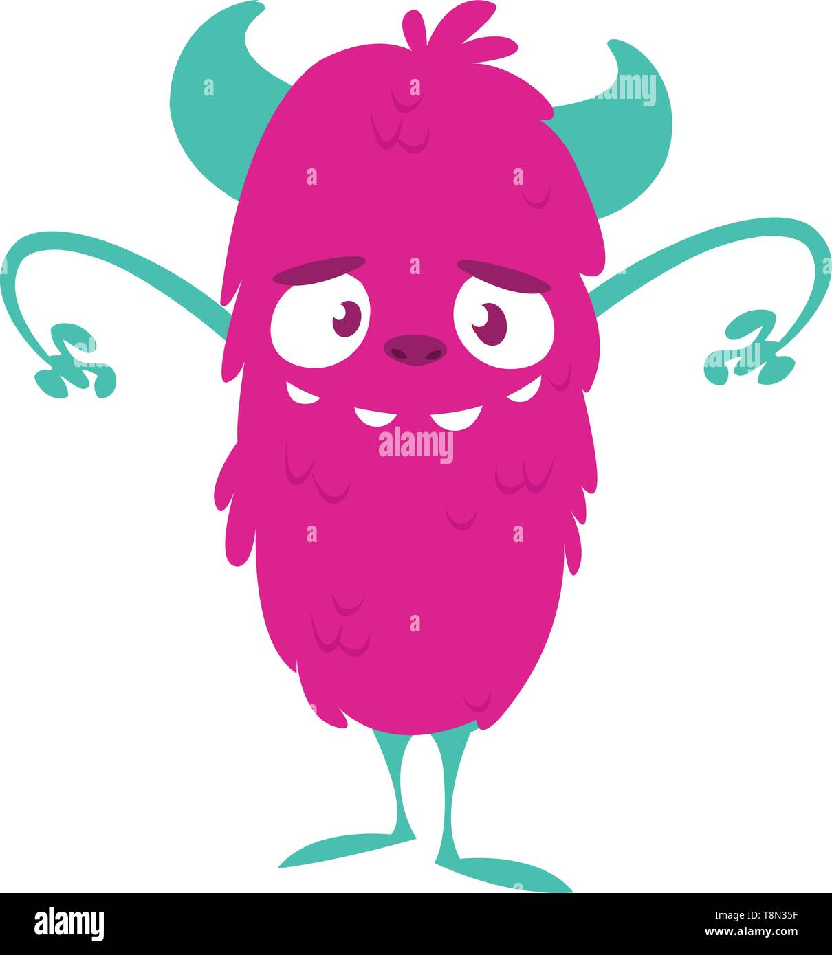 Angry cartoon monster. Vector pink monster illustration. Halloween ...