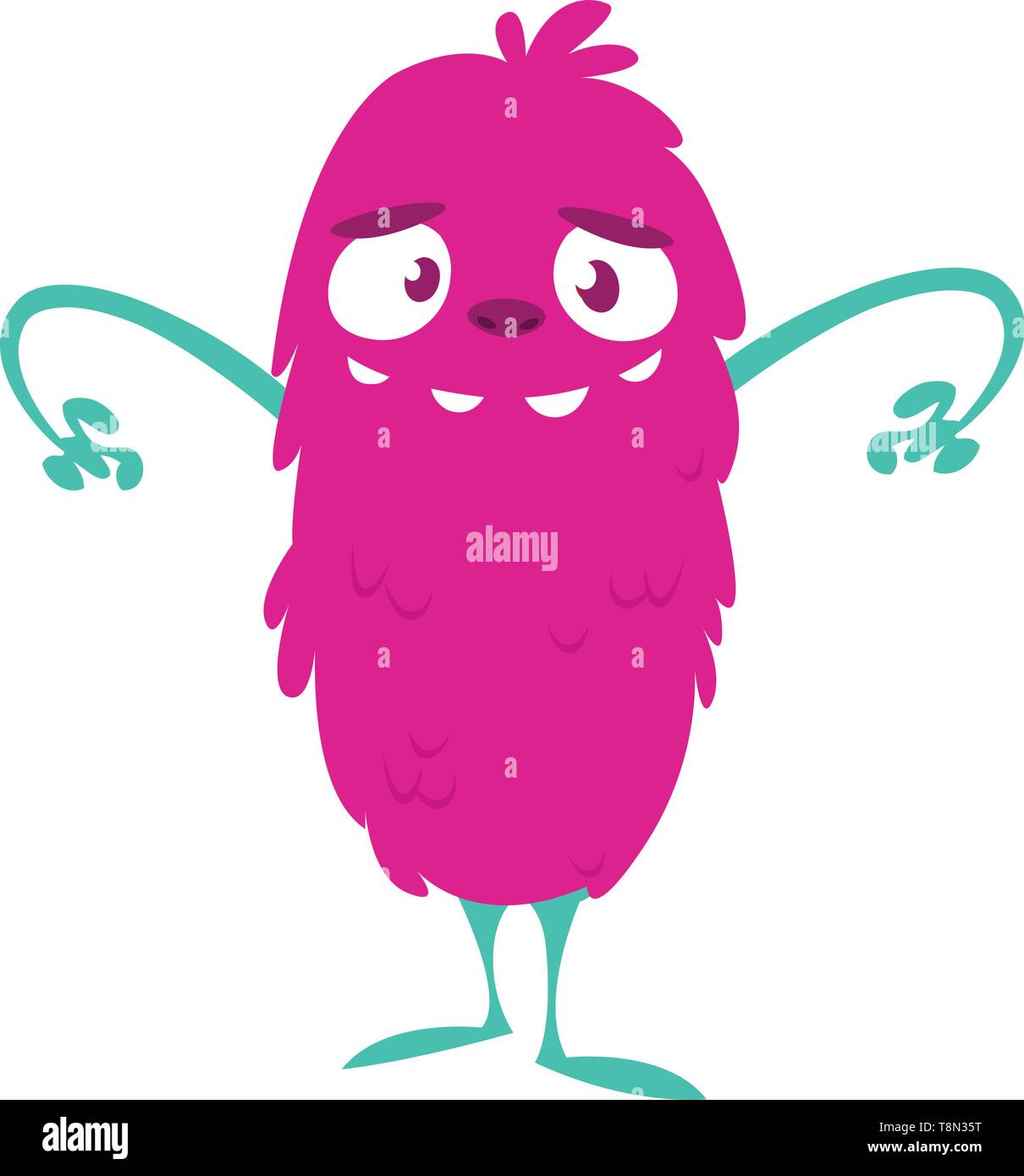 Angry cartoon monster. Vector pink monster illustration. Halloween ...