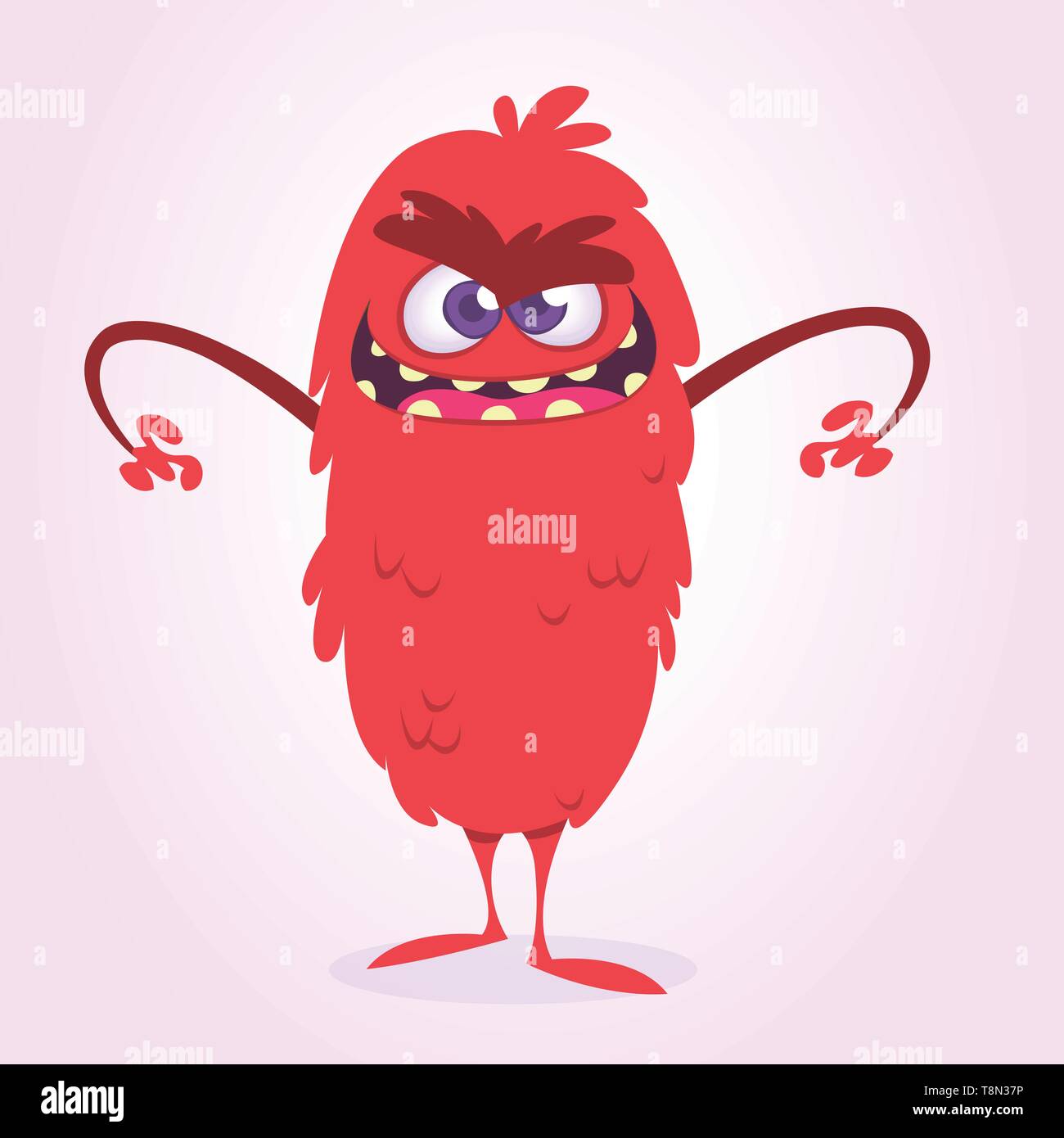 Angry cartoon monster. Vector red monster illustration. Halloween ...