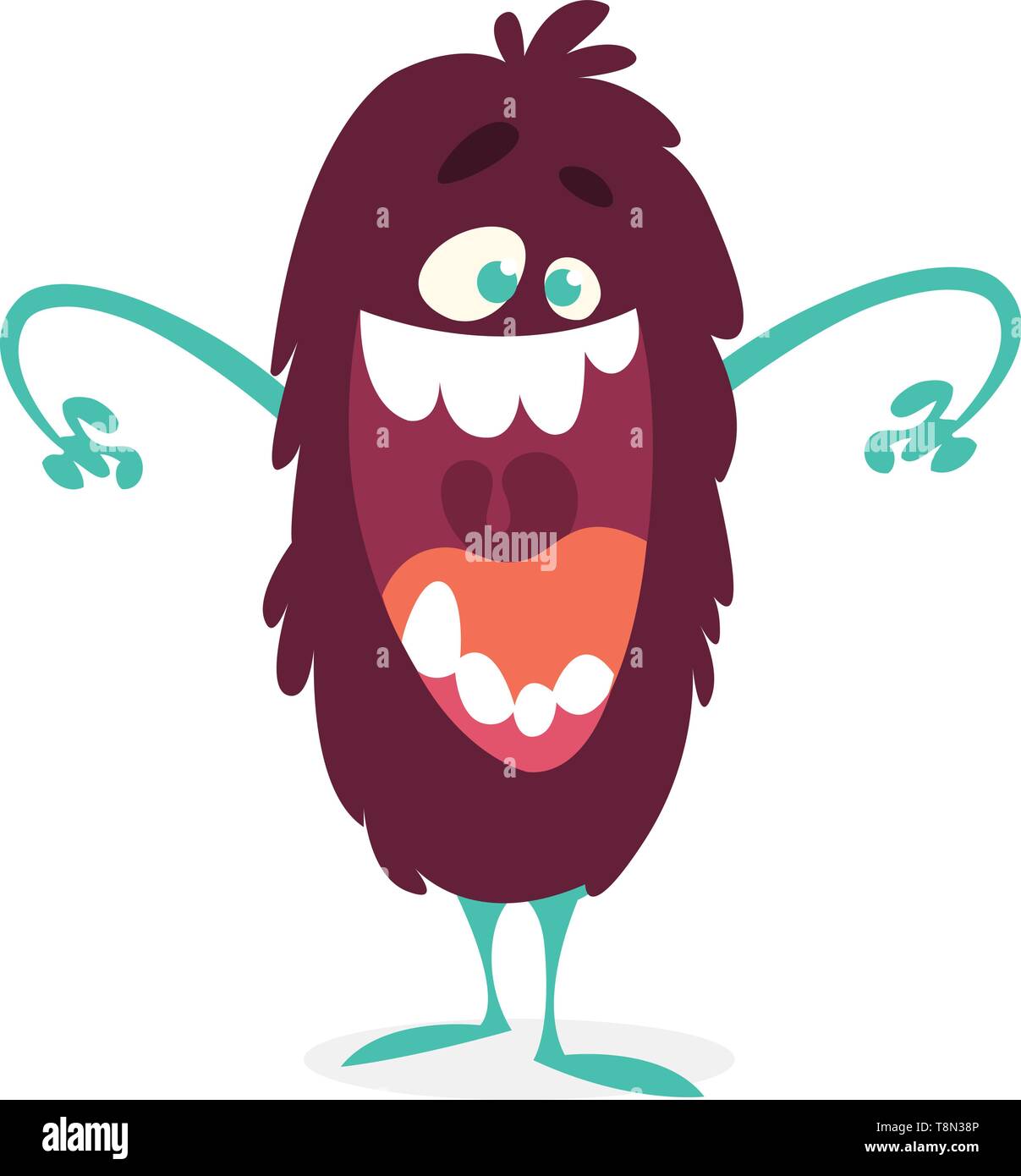 Angry cartoon monster. Vector illustration of black funny monster ...