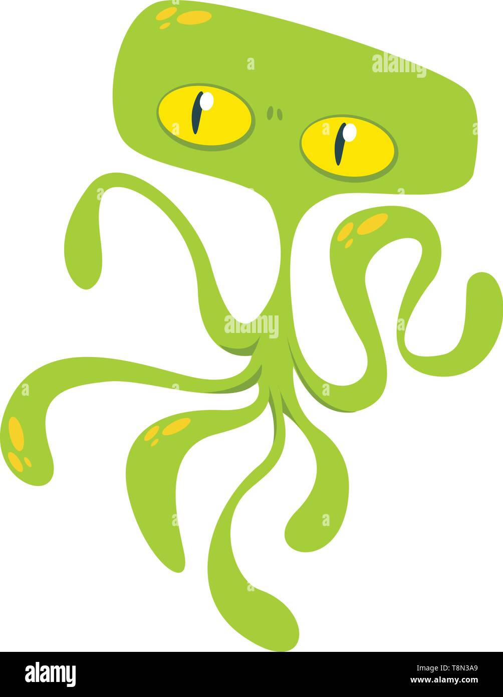 Angry cartoon monster alien with tentacles. Vector Halloween ...