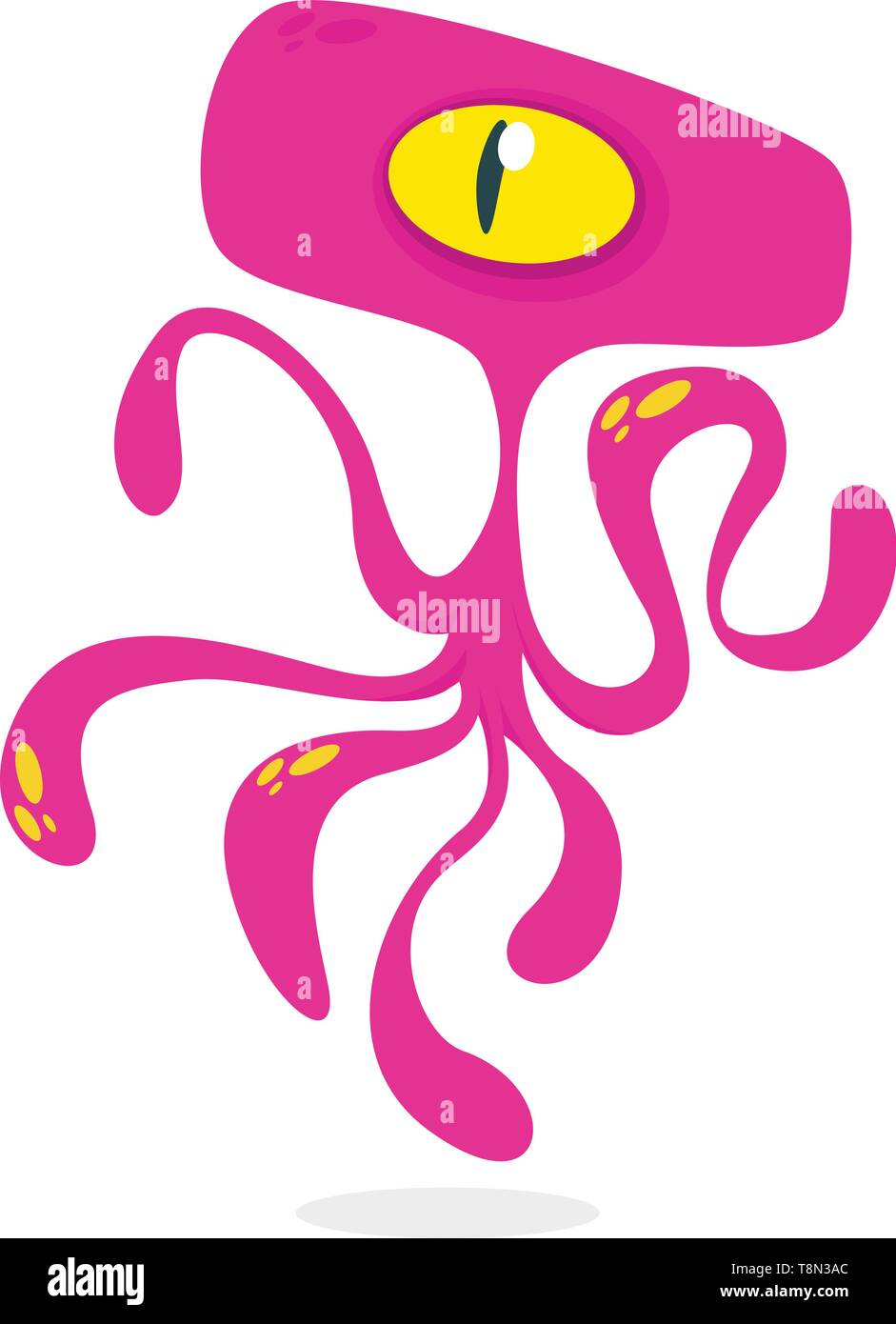 Angry cartoon monster alien with tentacles. Vector Halloween ...