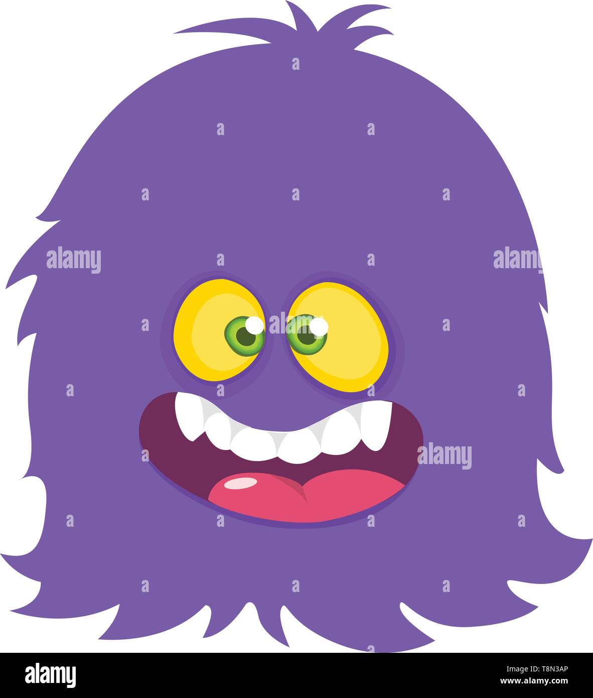 Happy tiny cartoon furry purple monster. Vector illustration. Big set ...