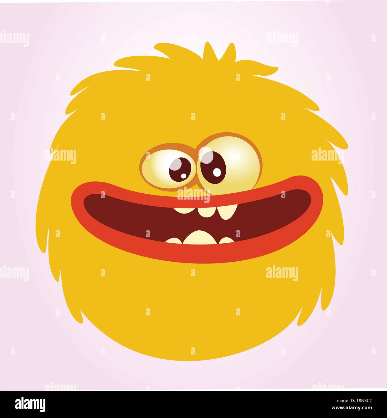 Happy cartoon monster smiling head. Vector illustration Stock Vector ...