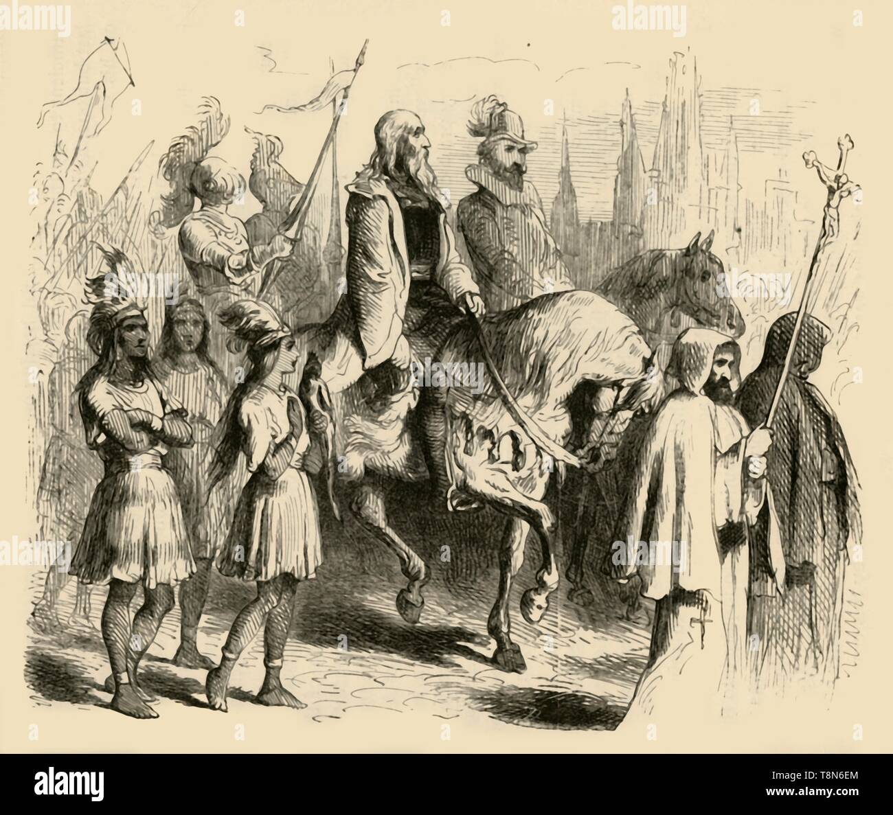 'Columbus and his Train Entering Barcelona', (1877). Creator: Felix ...