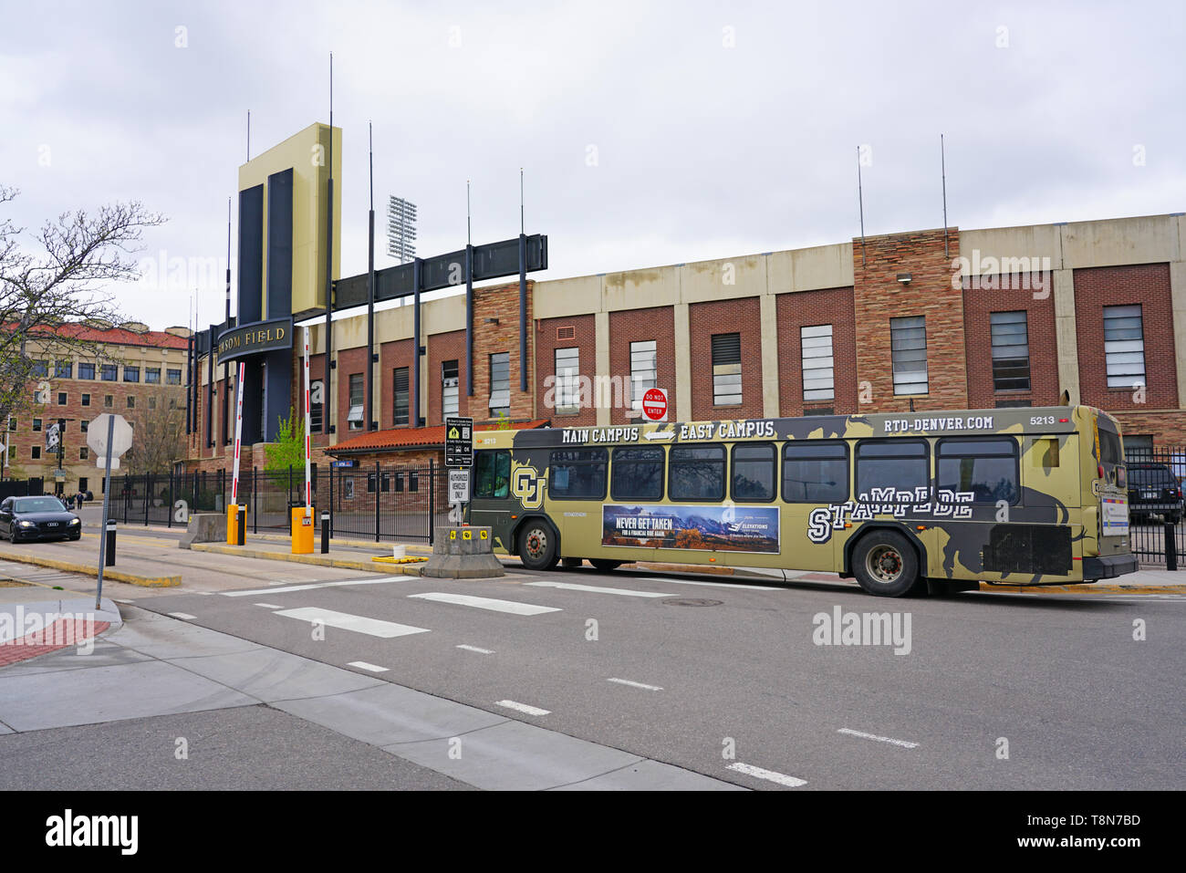 BOULDER, CO -10 MAY 2019- View of the Folsom Field football stadium on ...
