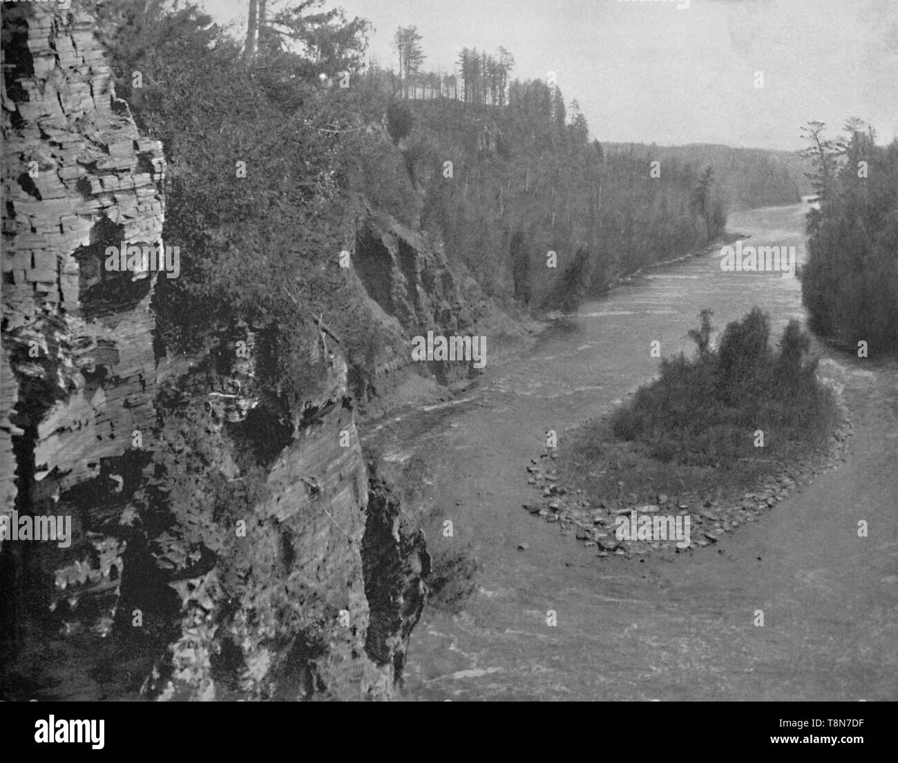 River below the falls Black and White Stock Photos & Images - Alamy