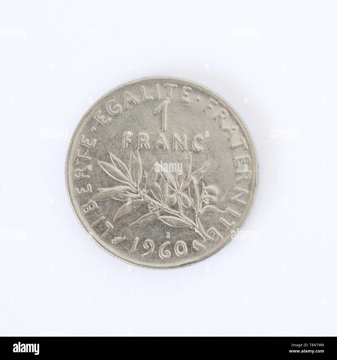 French 1 Franc coin 1960 Stock Photo - Alamy