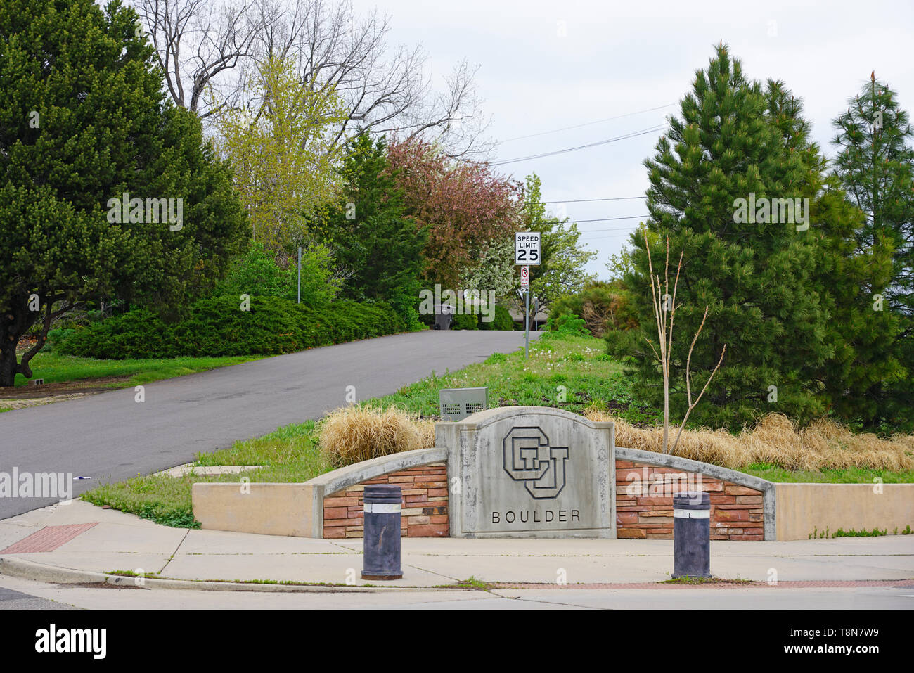 BOULDER, CO -10 MAY 2019- View of the college campus of the University ...