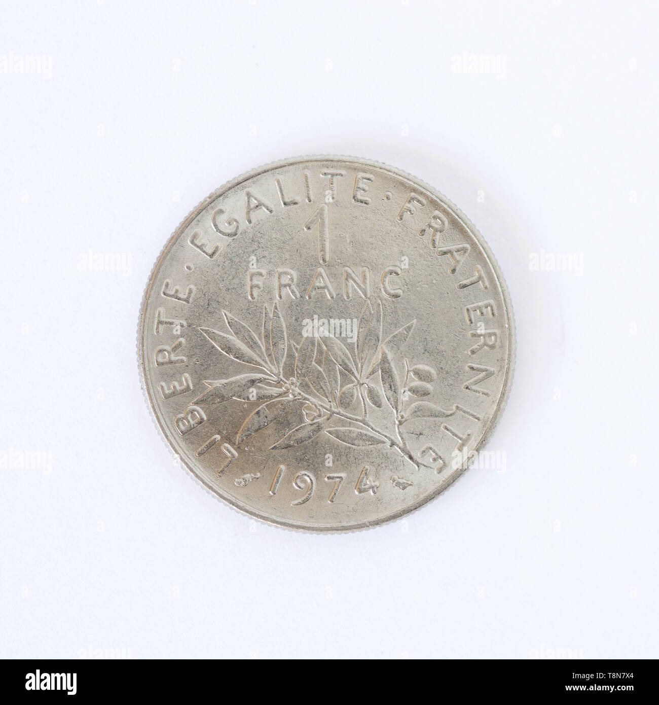 French 1 Franc coin 1974 Stock Photo - Alamy