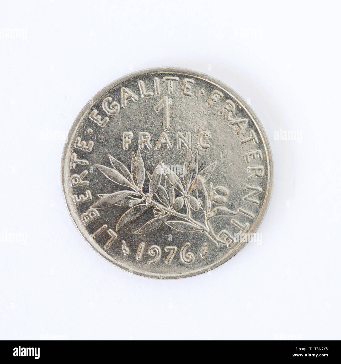 French 1 Franc coin 1976 Stock Photo - Alamy