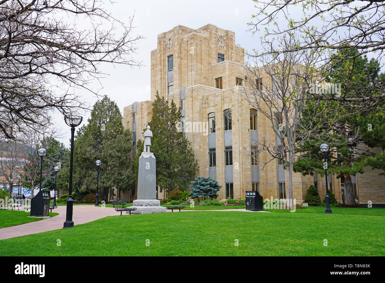 BOULDER, CO -10 MAY 2019- View of the landmark Art Deco Boulder County ...