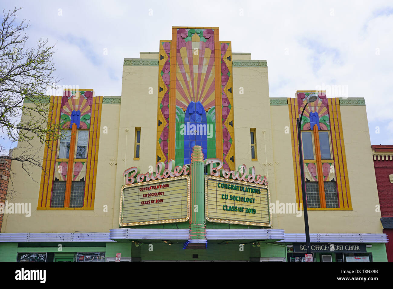 BOULDER, CO -10 MAY 2019- View of the landmark Art Deco Boulder Theater ...