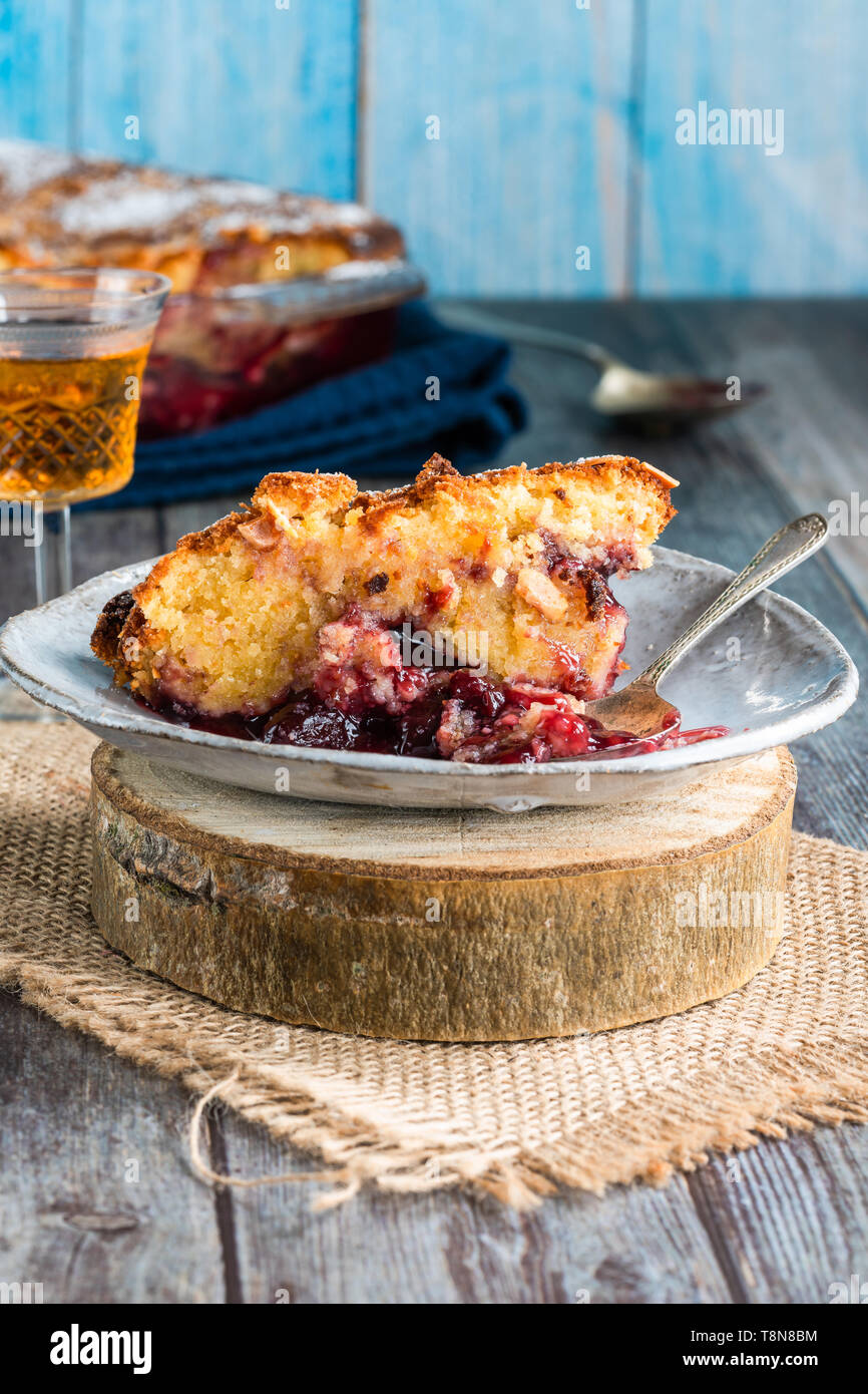 Cherry and almond bakewell sponge pudding Stock Photo - Alamy