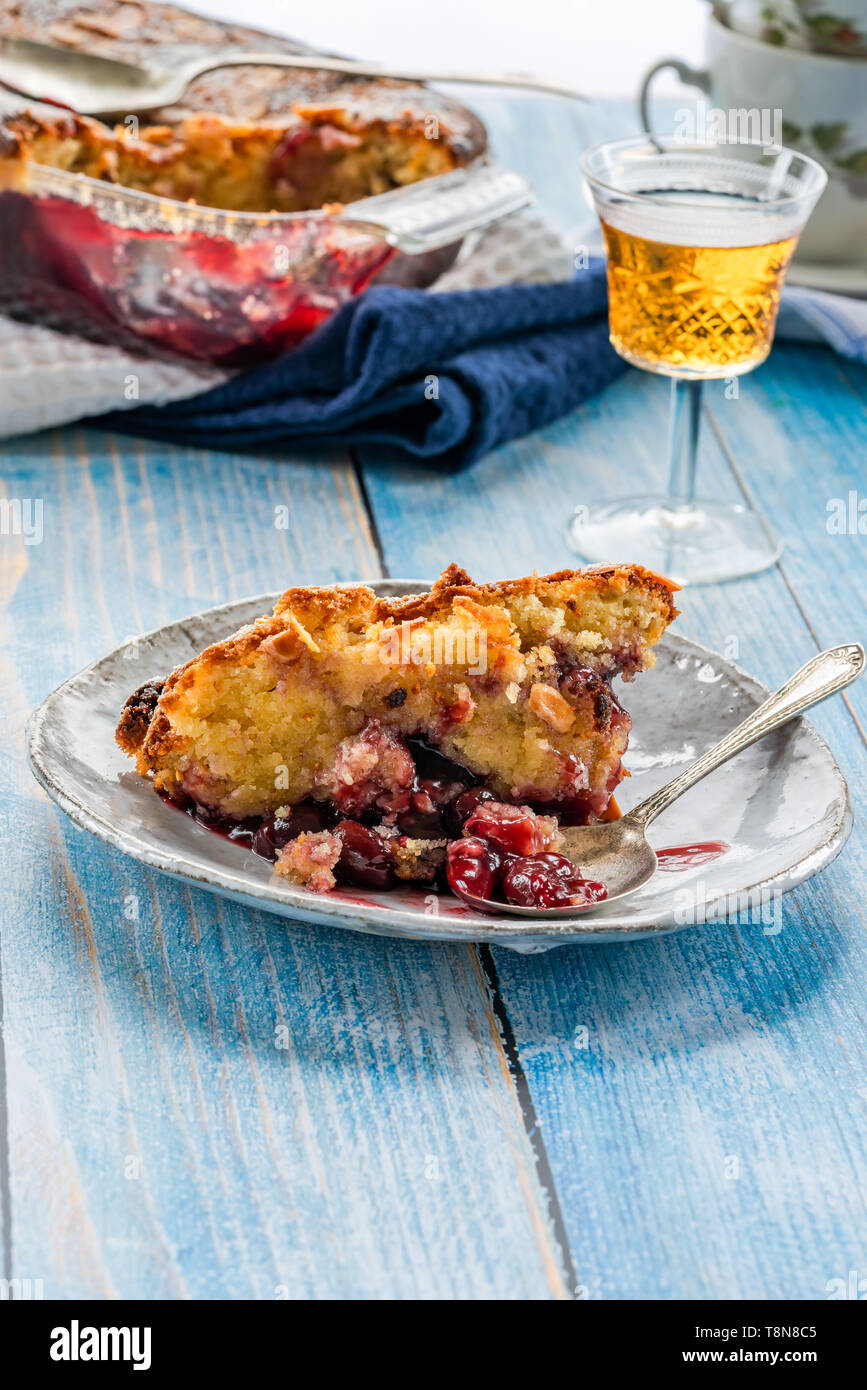 Cherry and almond bakewell sponge pudding Stock Photo - Alamy