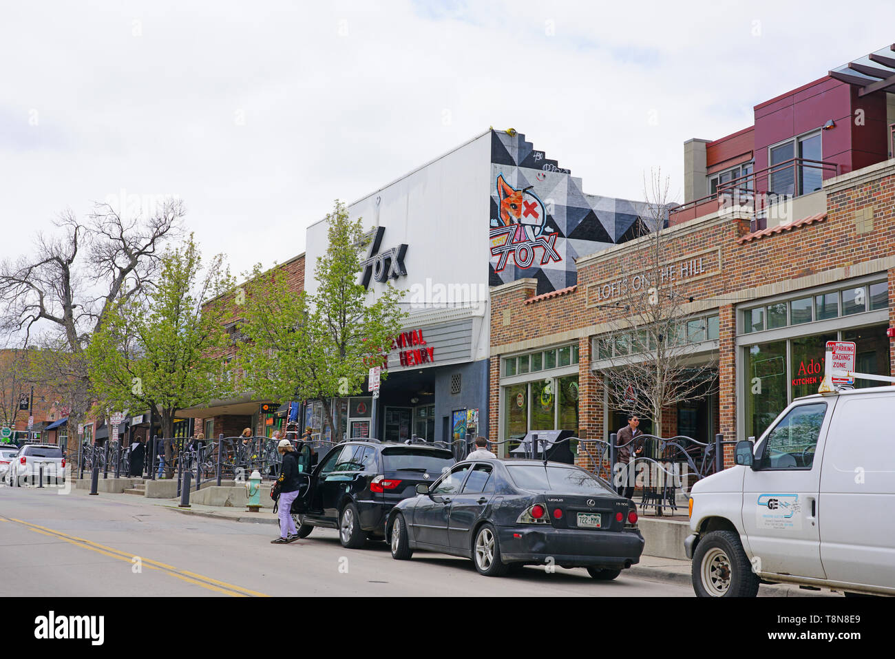 BOULDER, CO -10 MAY 2019- View of the landmark Fox Theater located near ...