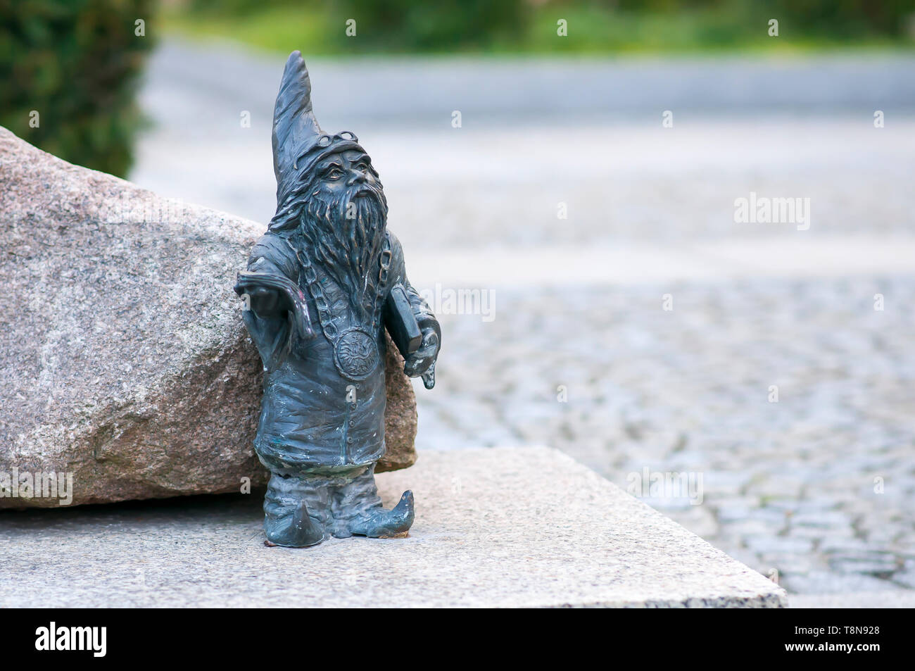 Famous small dwarf, gnome statue, figurine in Wroclaw, Poland Stock ...