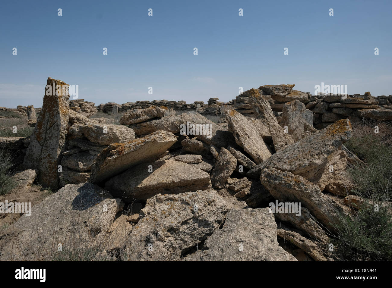 Ancient burial mounds and funerary of Kazakh nomad tribes located at ...