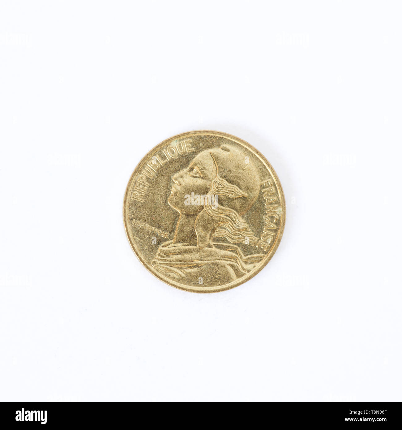 French 5 Centimes coin 1972 Stock Photo - Alamy