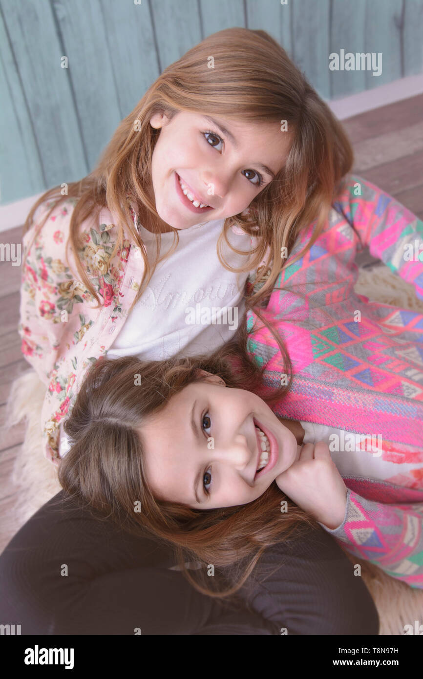 Studio Portrait Of Two best friends Stock Photo - Alamy