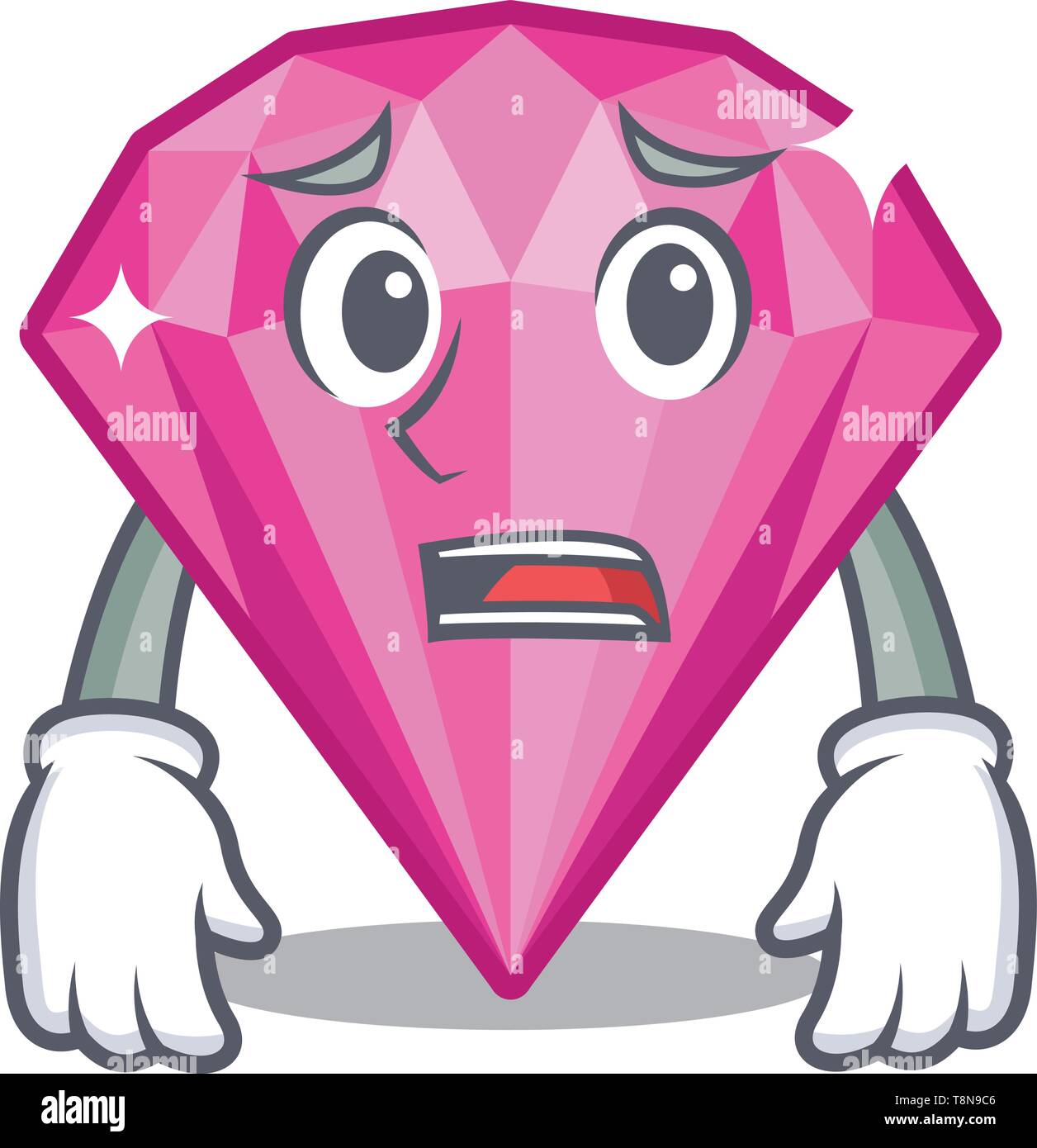 Afraid pink diamond in the mascot shape Stock Vector Image & Art - Alamy