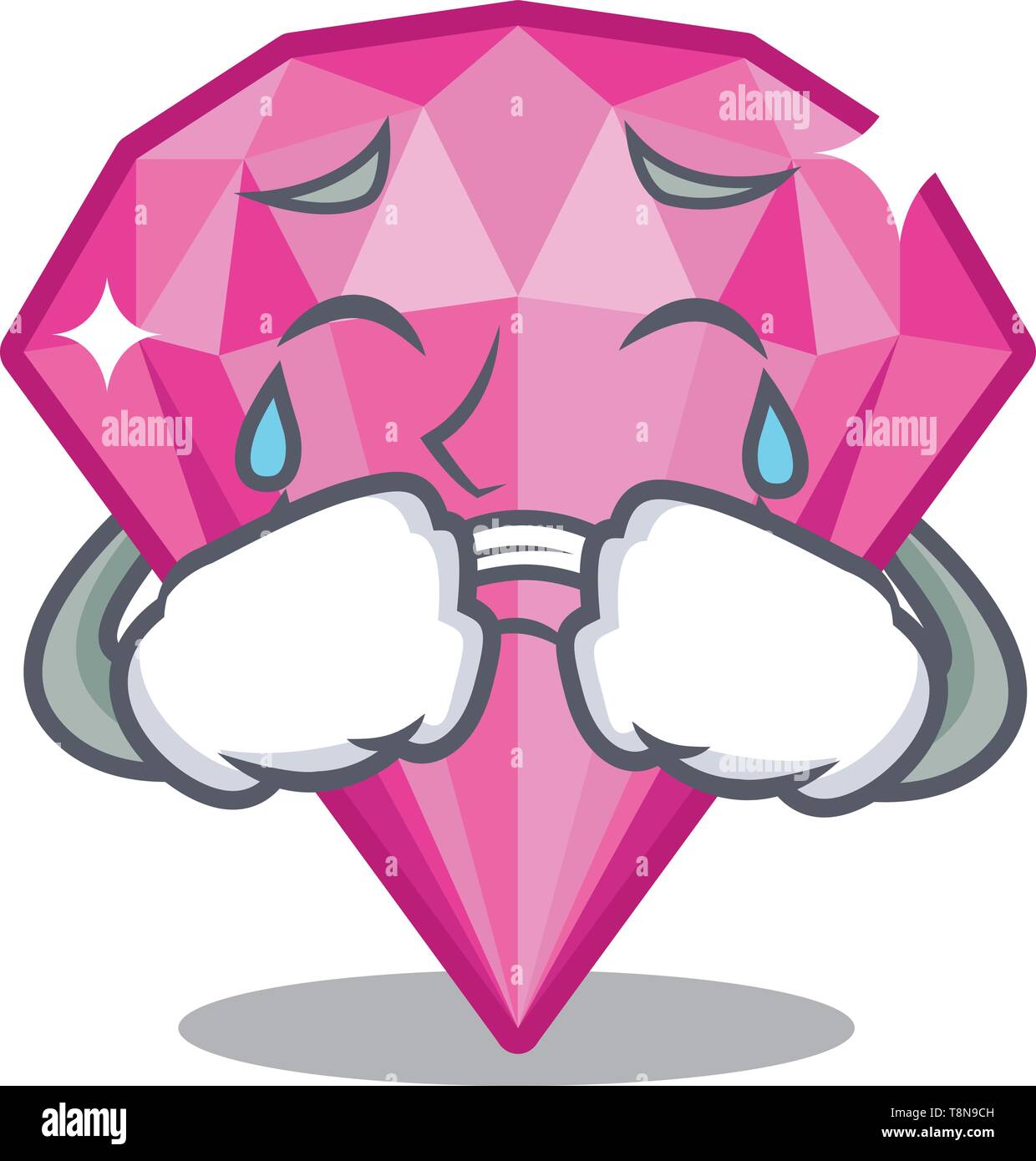 Crying pink diamond in the mascot shape Stock Vector Image & Art - Alamy