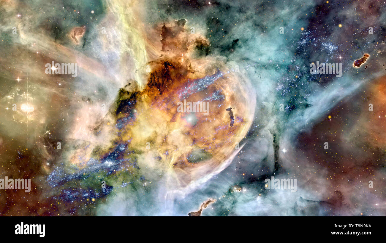 Beautiful nebula, mysterious universe and bright stars in outer space ...