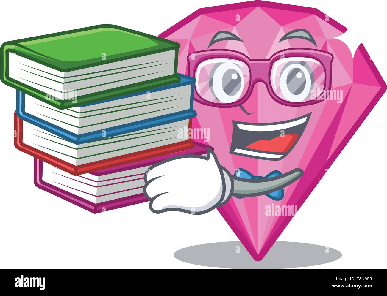 Student with book pink diamond in a cartoon box Stock Vector Image ...