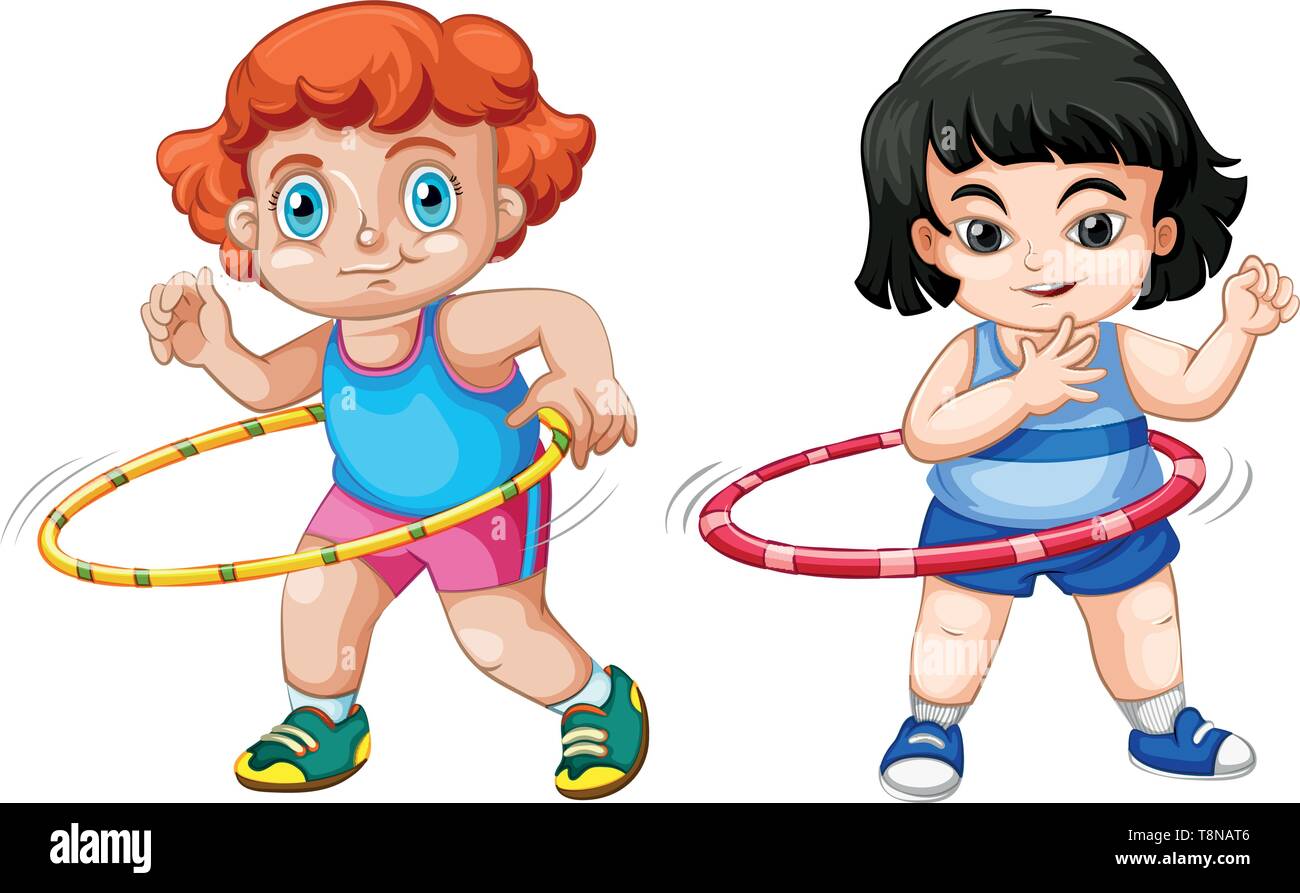 Girl playing hula hoop Stock Vector Images - Alamy