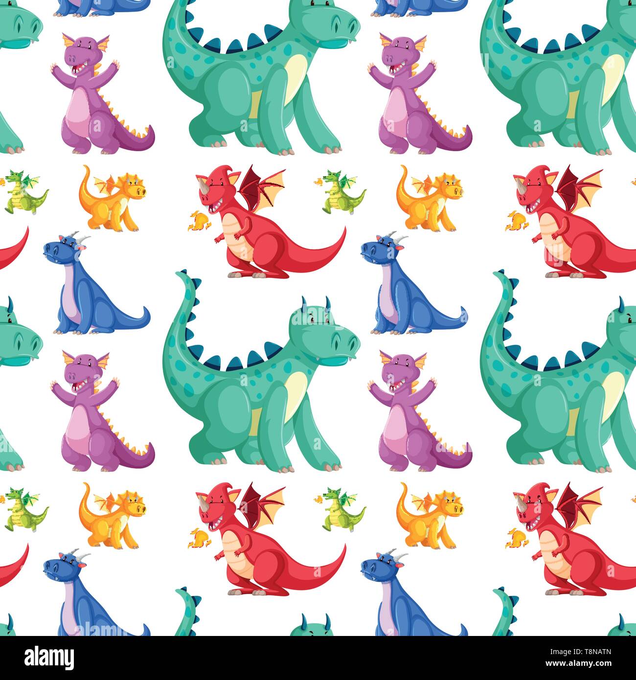 cute seamless dinosaur background illustration Stock Vector Image & Art ...