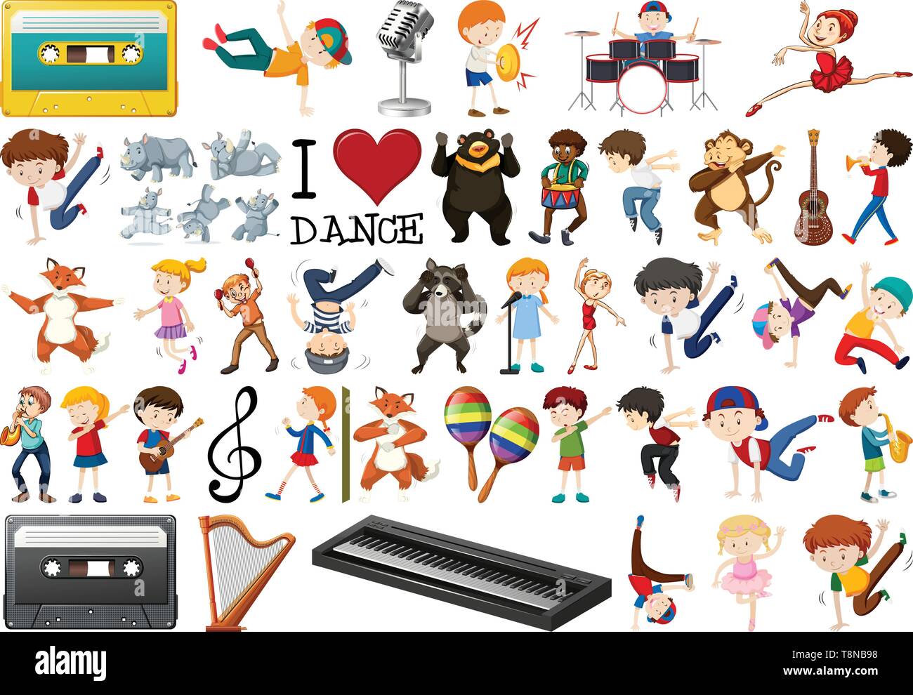 Large music scene set illustration Stock Vector Image & Art - Alamy