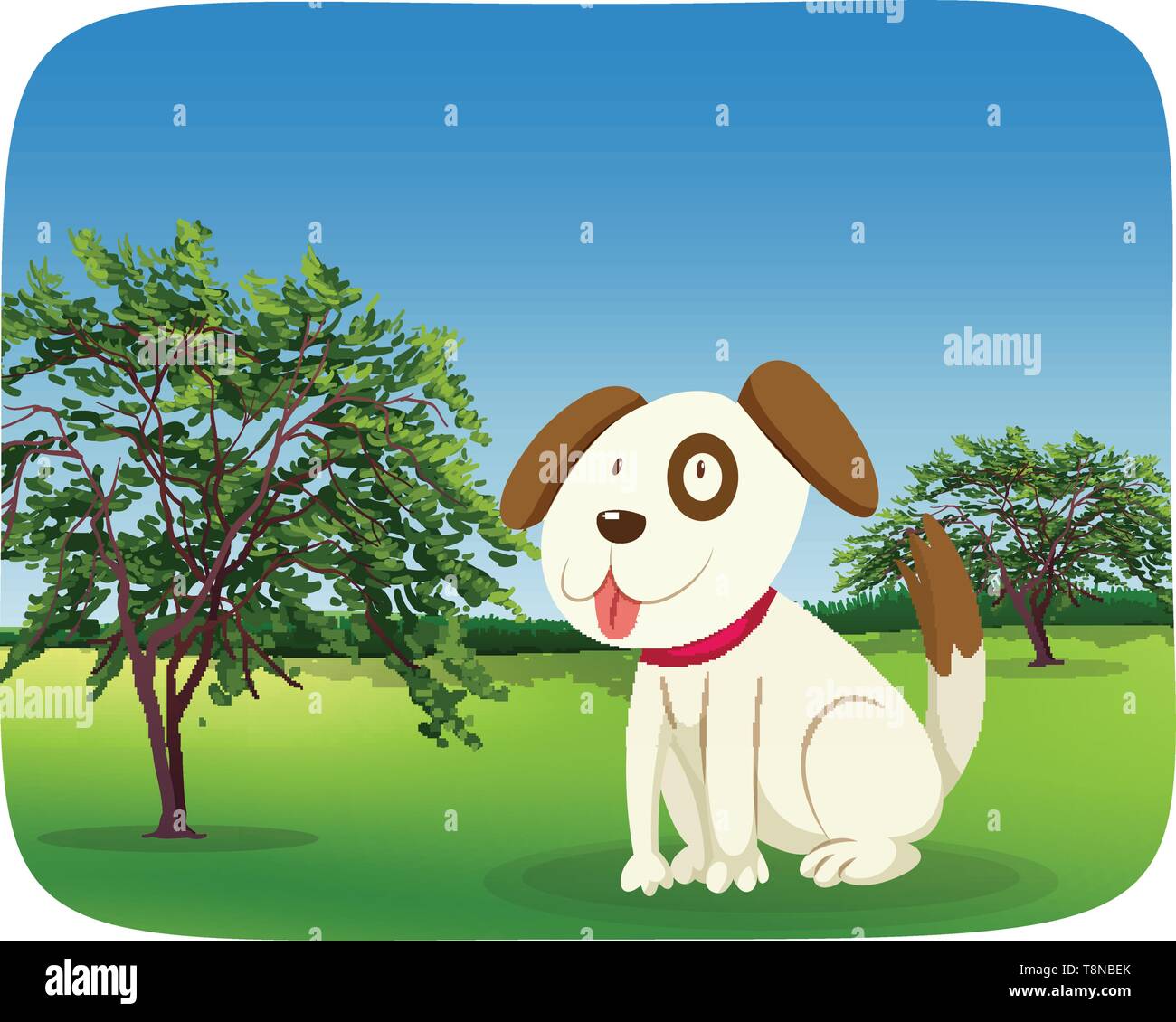 Cute dog in park scene illustration Stock Vector Image & Art - Alamy