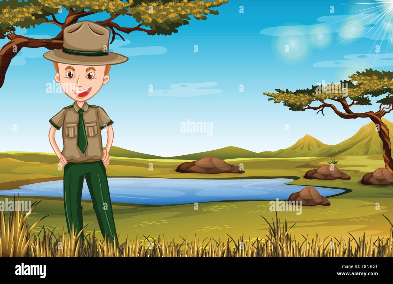 park ranger in african scene Stock Vector Image & Art - Alamy