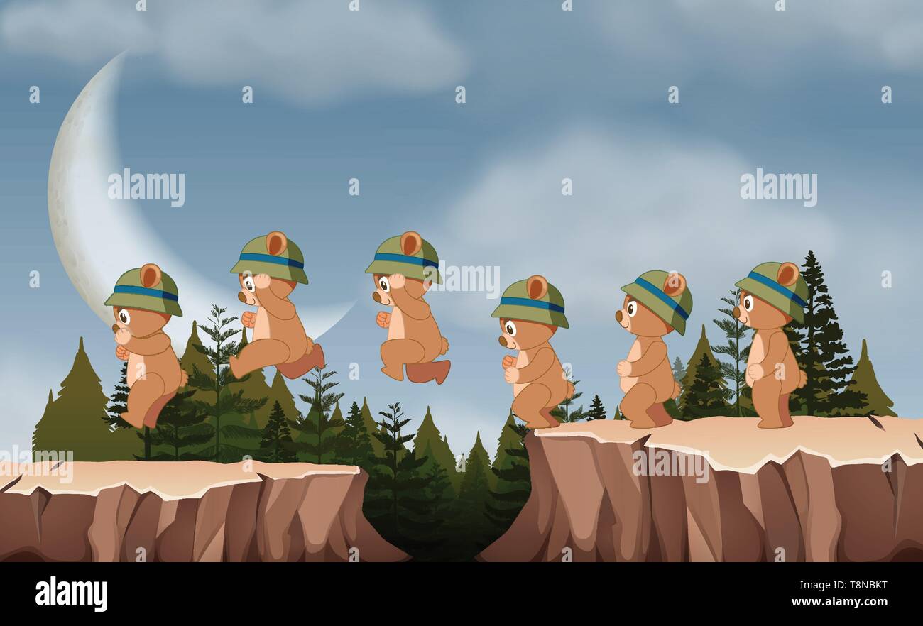 cute bears jumping scene illustration Stock Vector Image & Art - Alamy