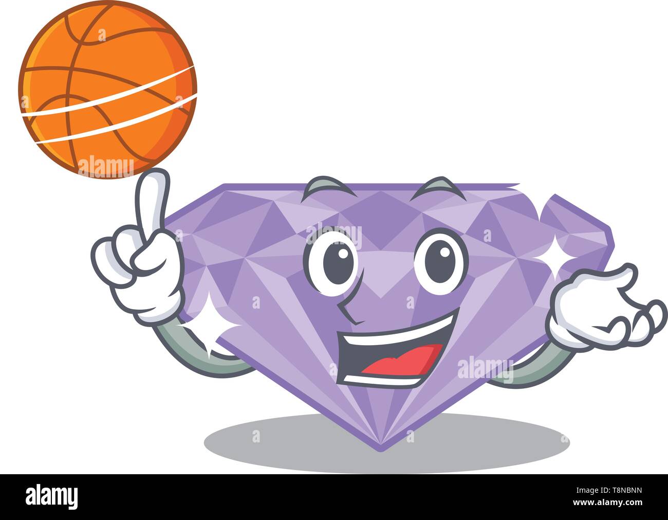 With basketball violet diamond in the mascot box Stock Vector Image ...