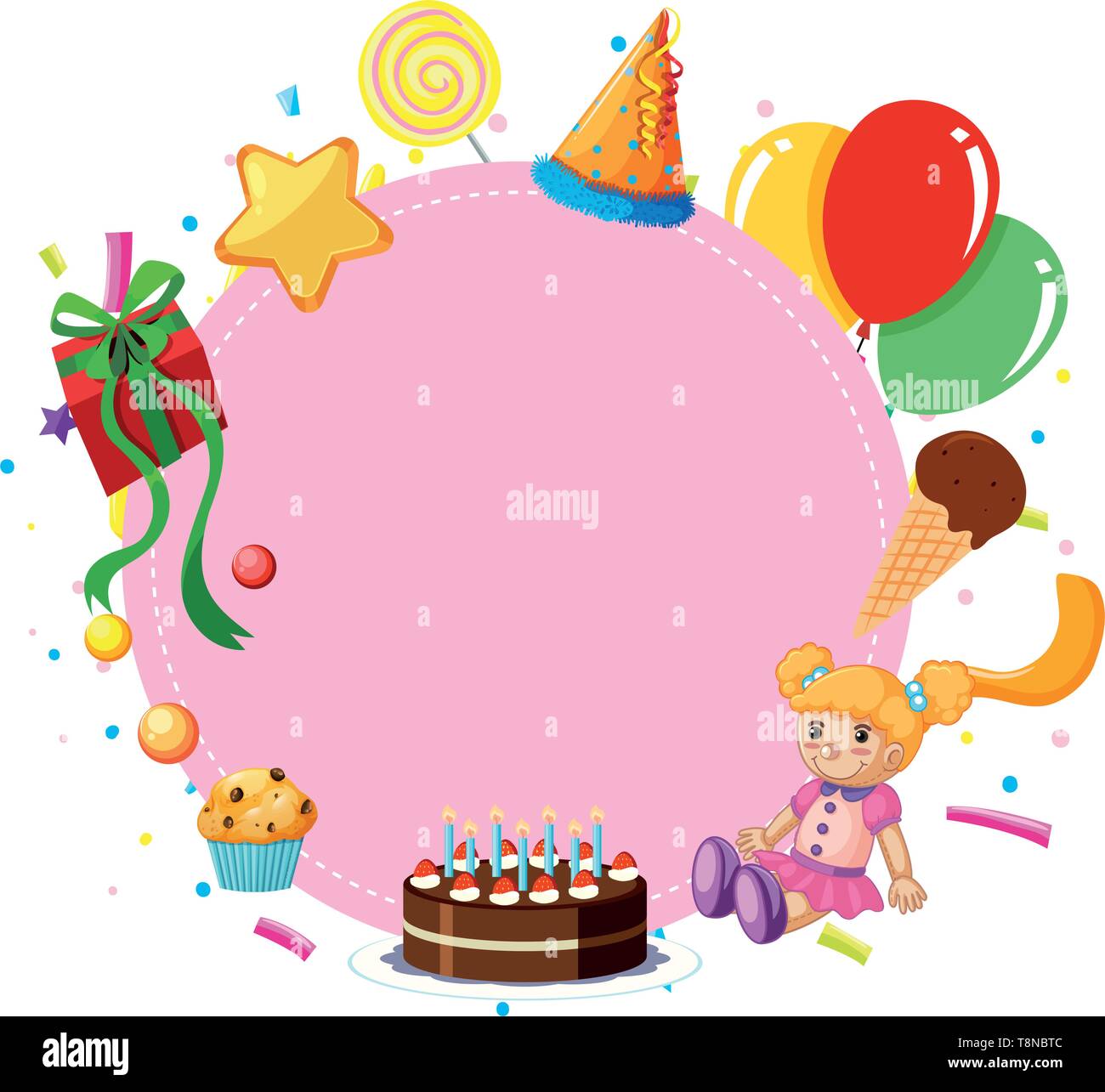 Pink birthday template card illustration Stock Vector Image & Art - Alamy