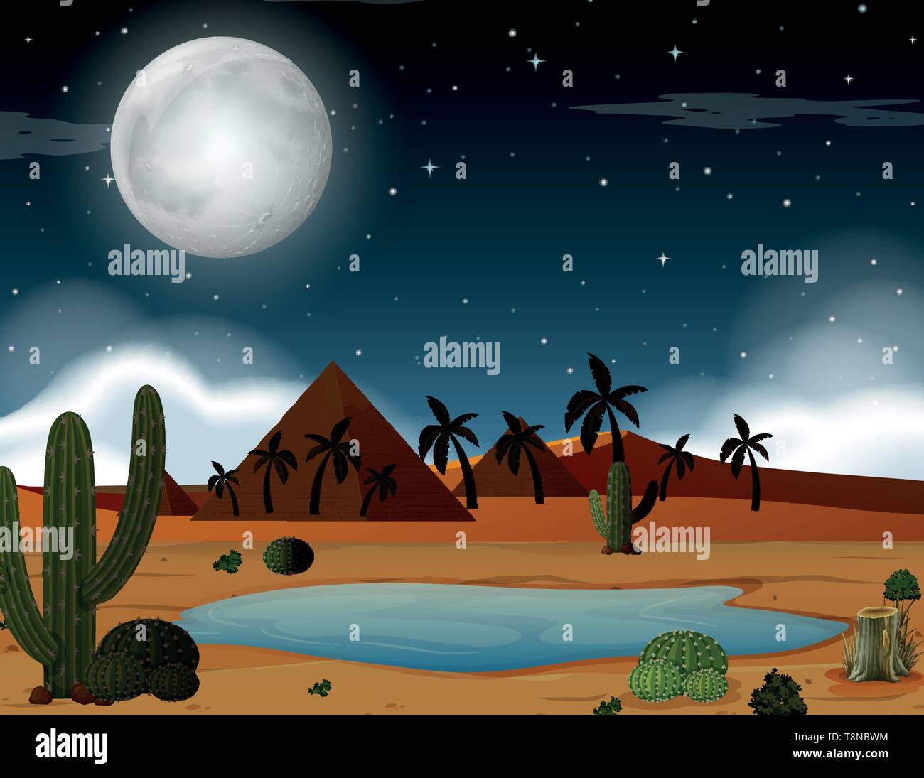 A desert scene at night illustration Stock Vector Image & Art - Alamy