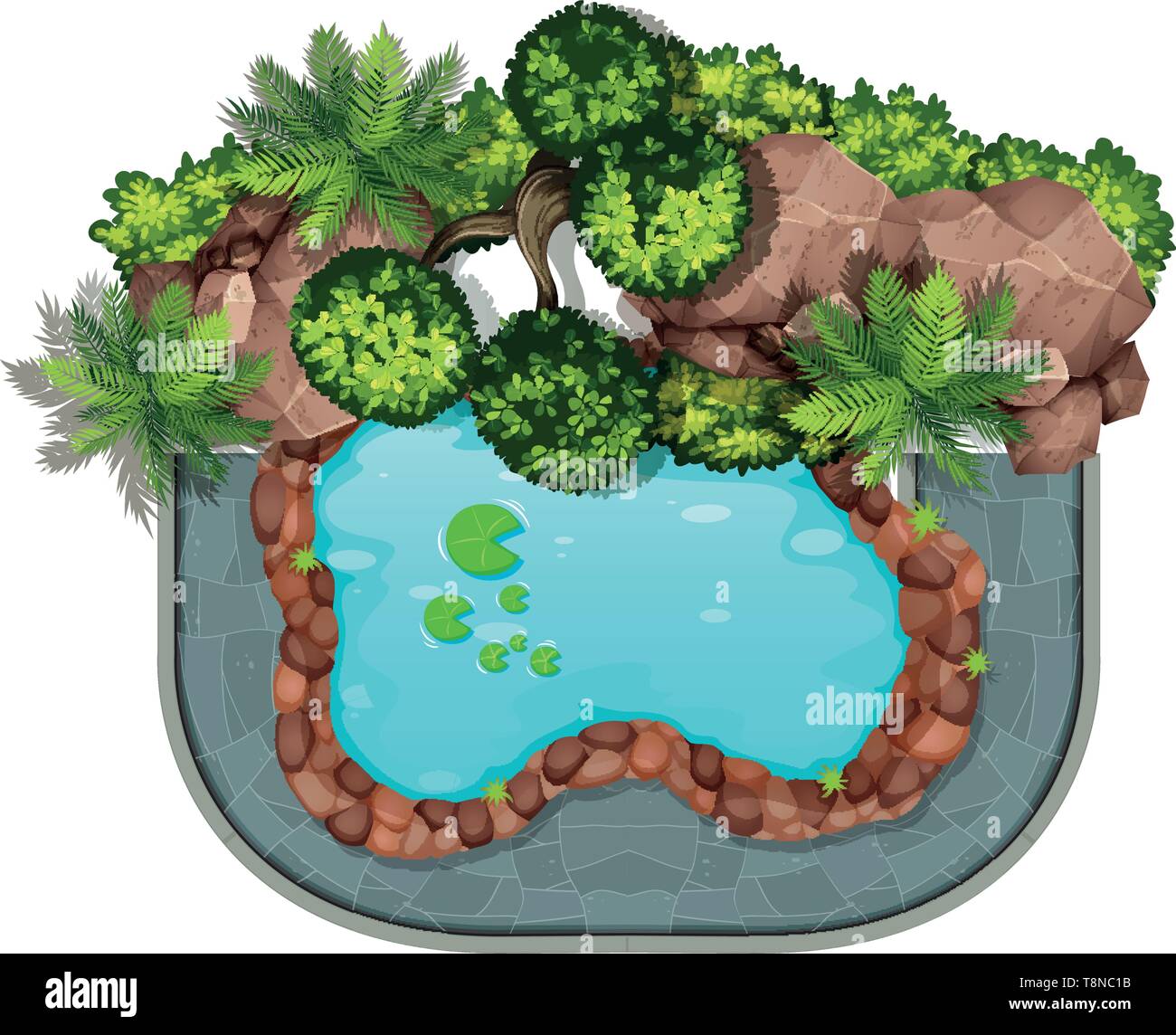 Aerial pond nature scene illustration Stock Vector Image & Art - Alamy