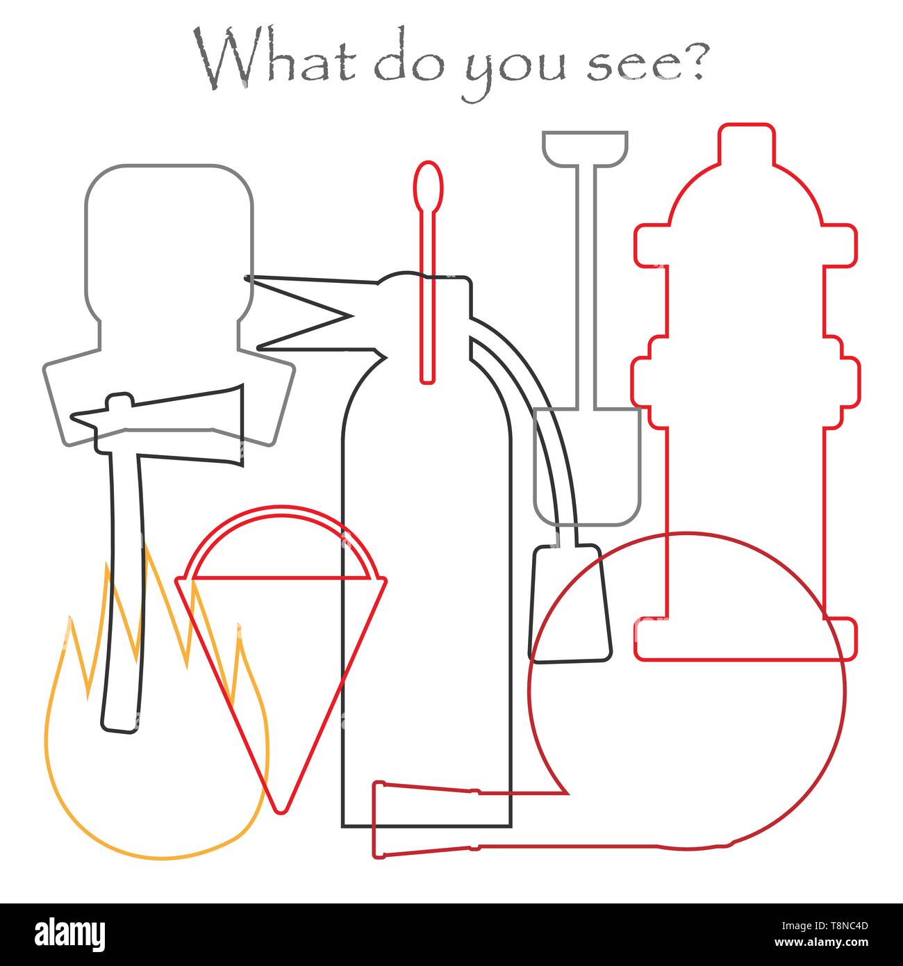 Find hidden objects on the picture, fireman tools theme, mishmash ...