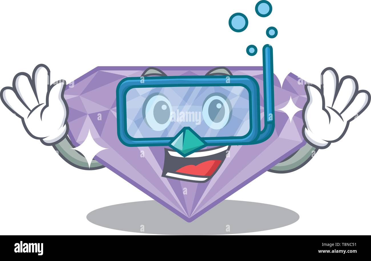 Diving violet diamond isolated with the character Stock Vector Image ...