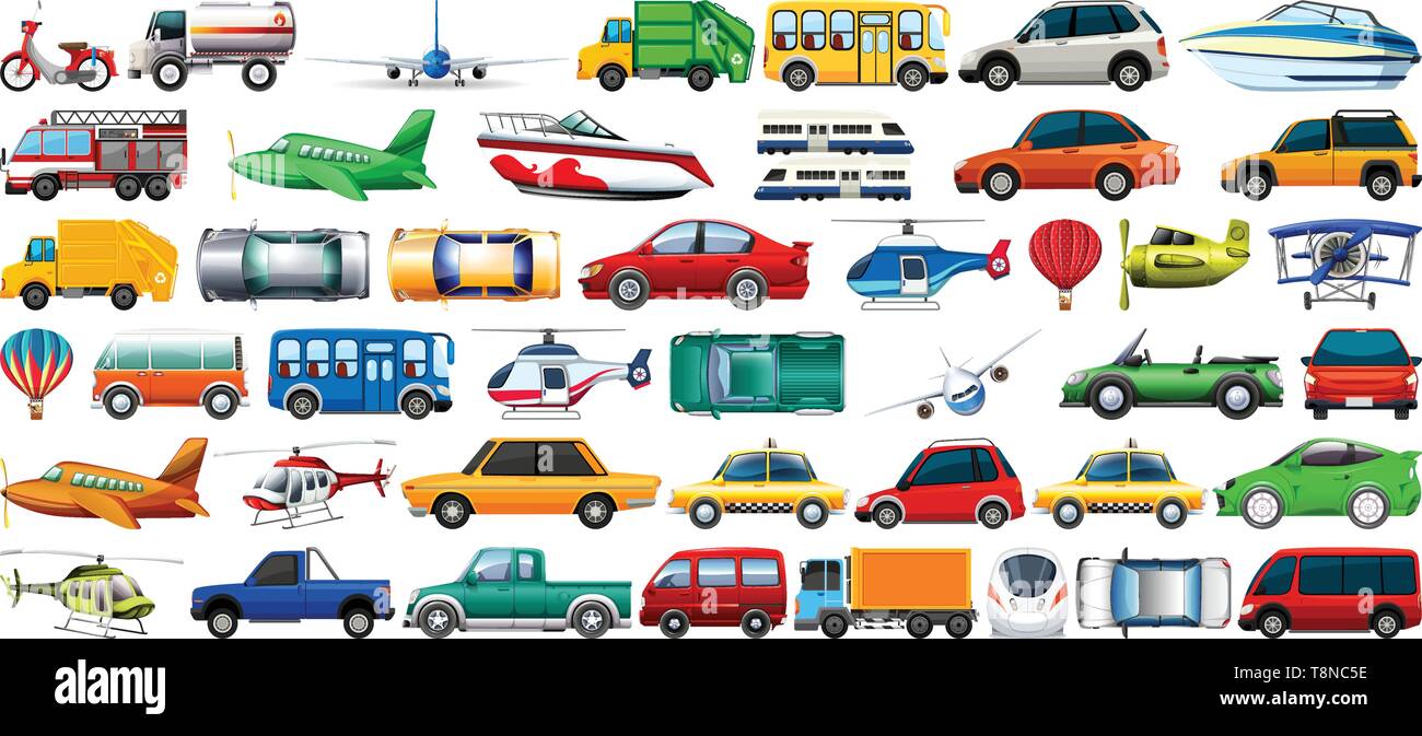 Set of transportation vehicle illustration Stock Vector Image & Art - Alamy